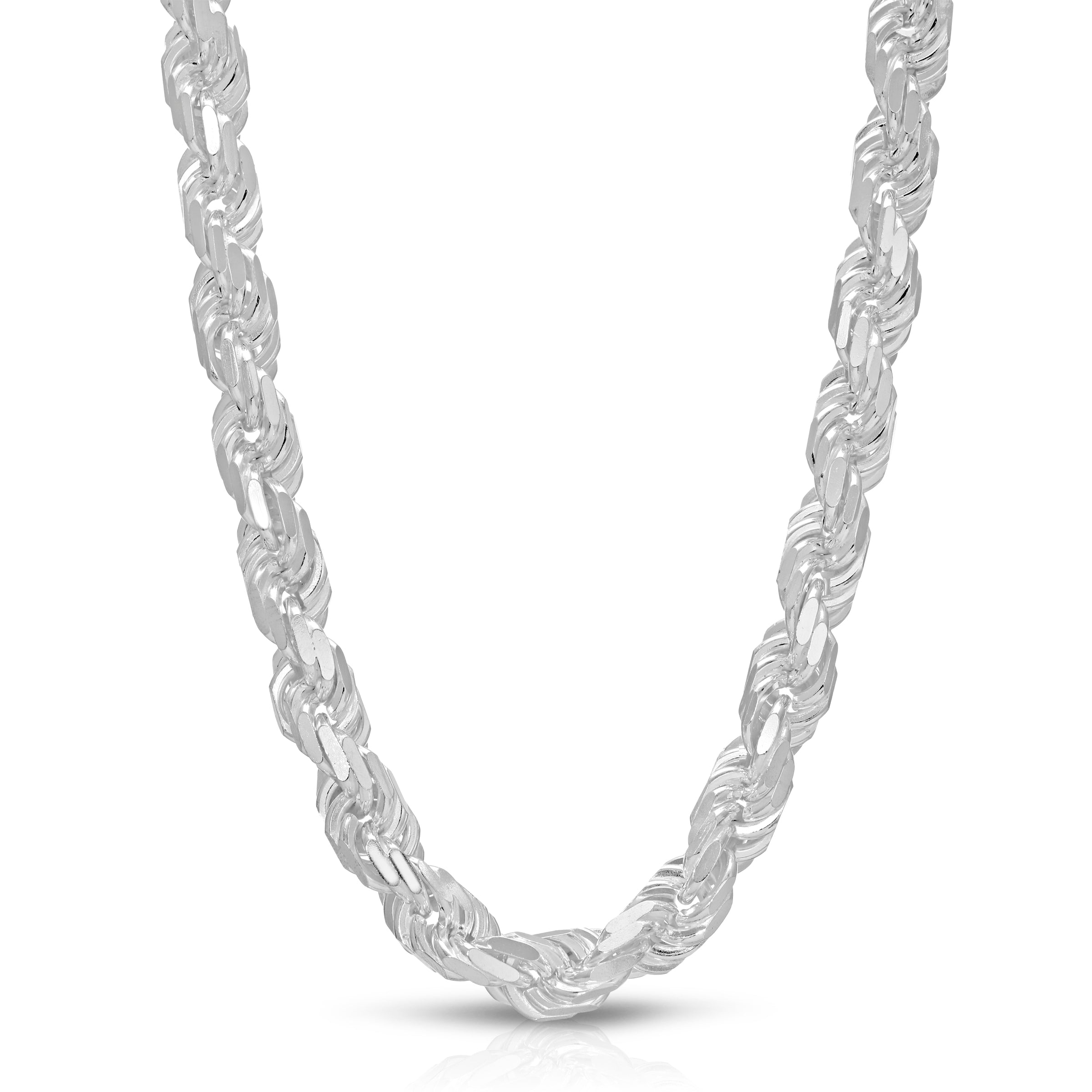 12mm Rope Chain Diamond Cut Sterling Silver - Luke Zion Jewelry